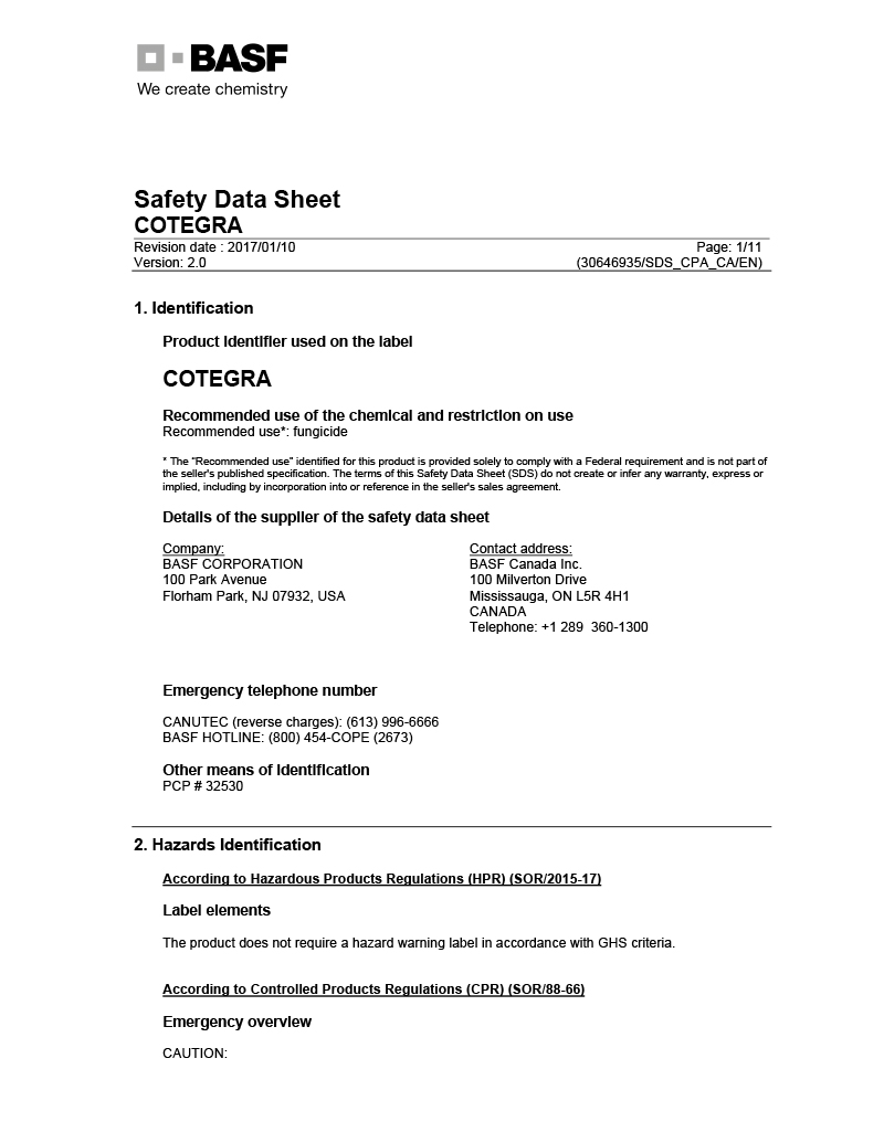 Basf Msds – バスタ 農薬 : Material Safety Data Sheet – SDRN